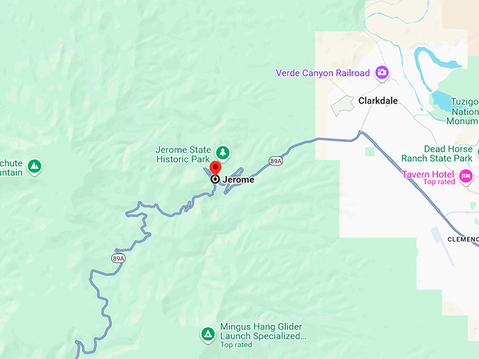 jerome, arizona 10 map