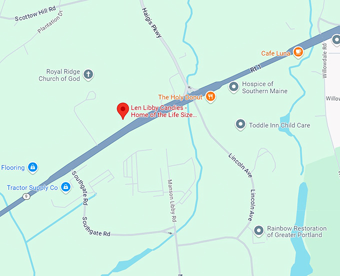 len libby candies home of the life size chocolate moose! 10 map