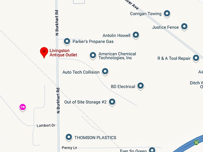 livingston antique outlet map