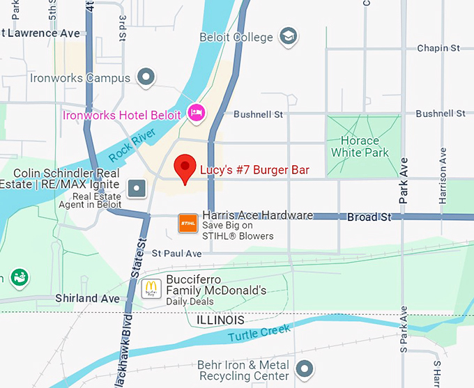 lucy's #7 burger bar 10 map