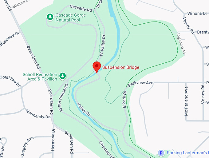 mill creek park suspension bridge 10 map