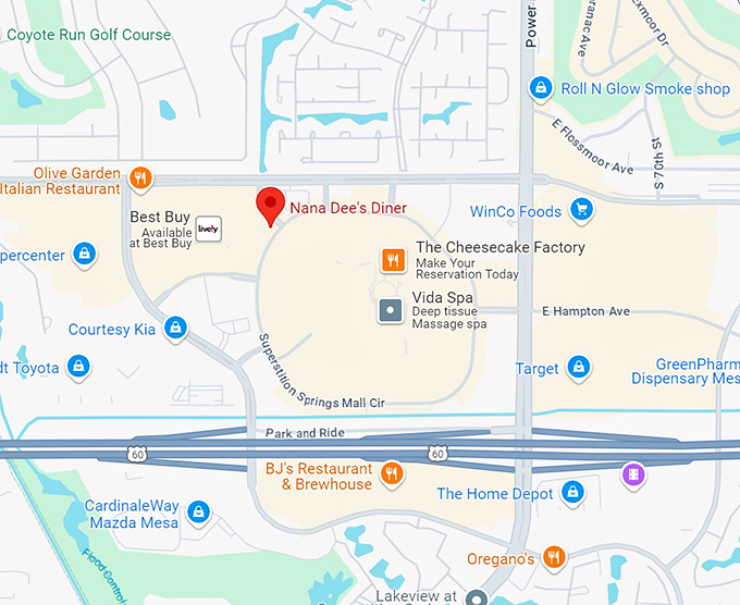 nana dee's diner 10 map