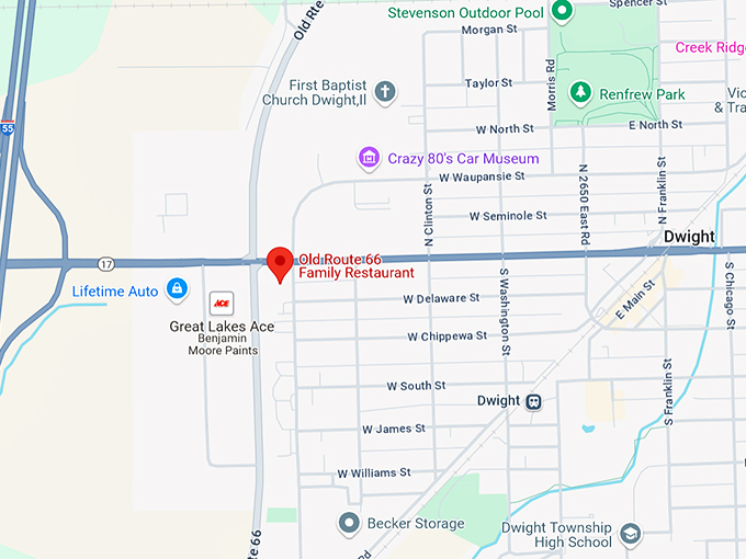 old route 66 family restaurant 10 map