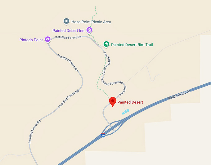 painted desert in petrified forest national park na map