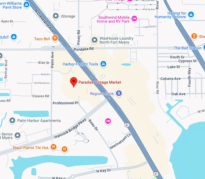 paradise vintage market map