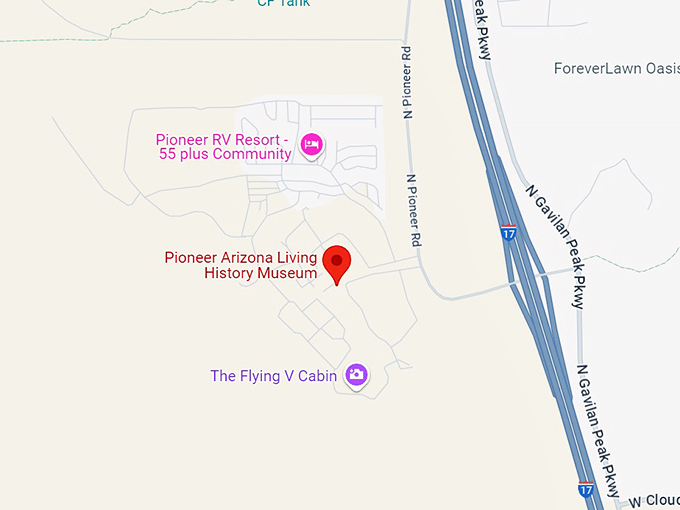 pioneer arizona living history museum 10 map