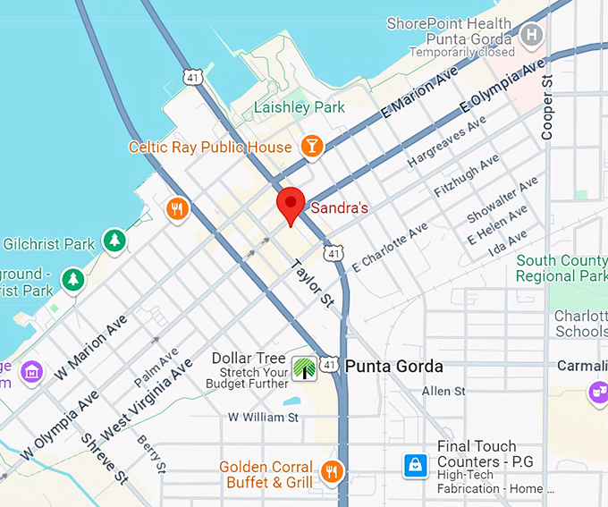 sandra's restaurant 10 map