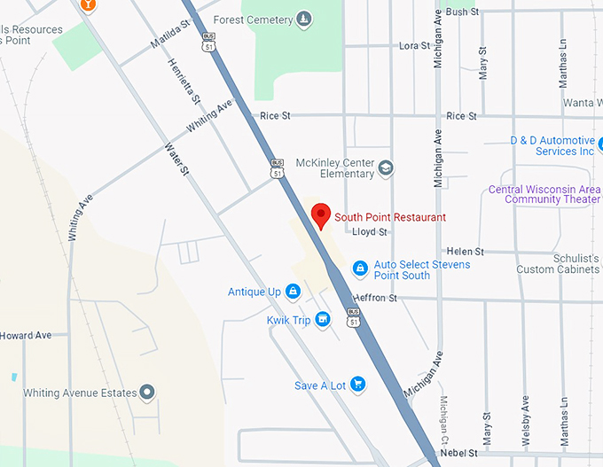 south point restaurant 10 map