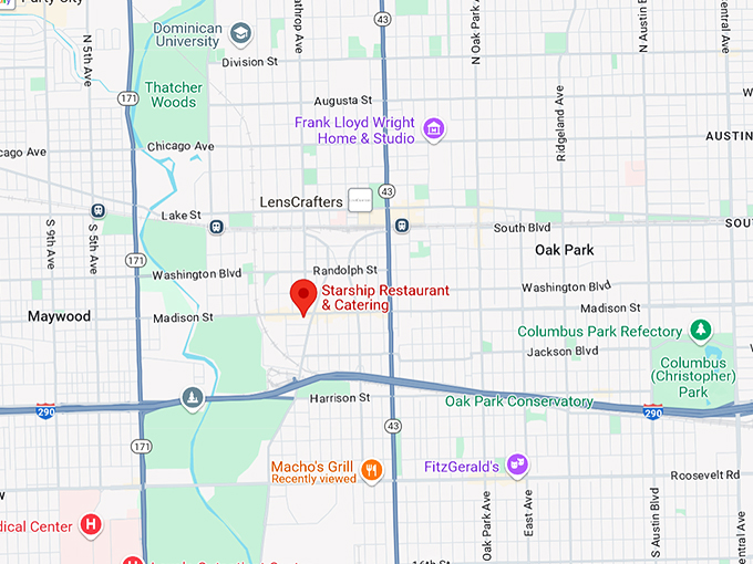 starship restaurant and catering 10 map