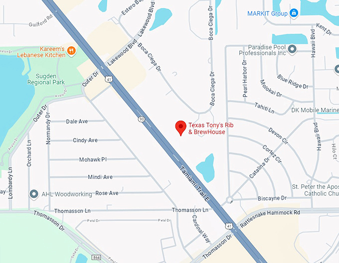 texas tony's rib & brewhouse 10 map