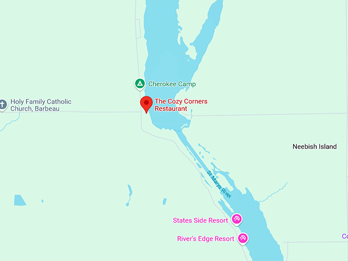 the cozy corners restaurant 10 map