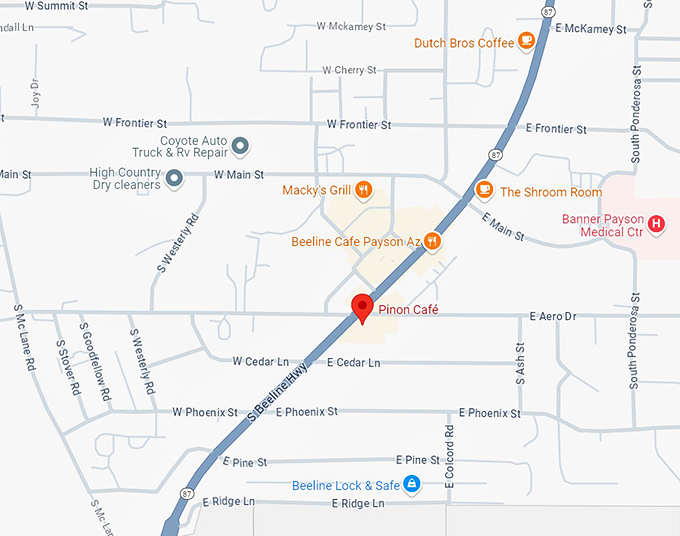 the pinon cafe 10 map