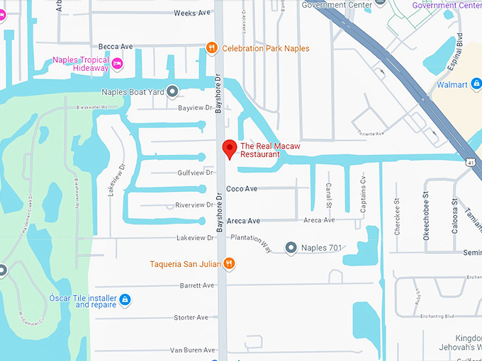 the real macaw restaurant 10 map