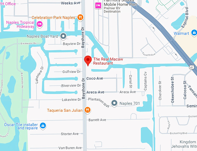 the real macaw restaurant 10 map