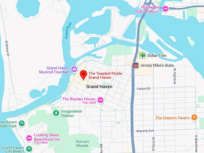 the toasted pickle grand haven 10 map