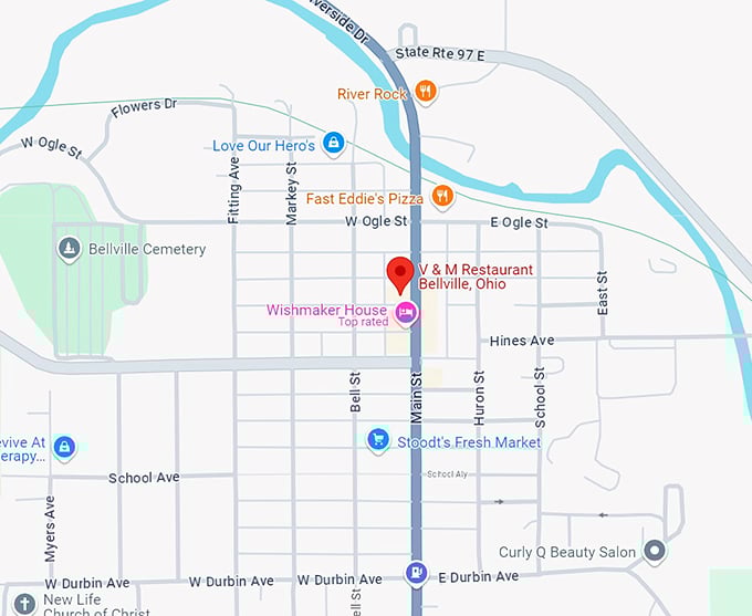 v & m restaurant bellville, ohio 10 map