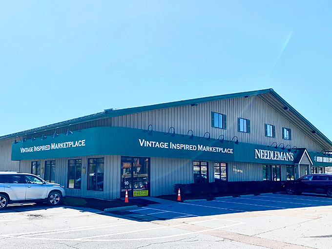 The unassuming teal-fronted building houses a wonderland of vintage treasures waiting to be discovered by eagle-eyed collectors and casual browsers alike.