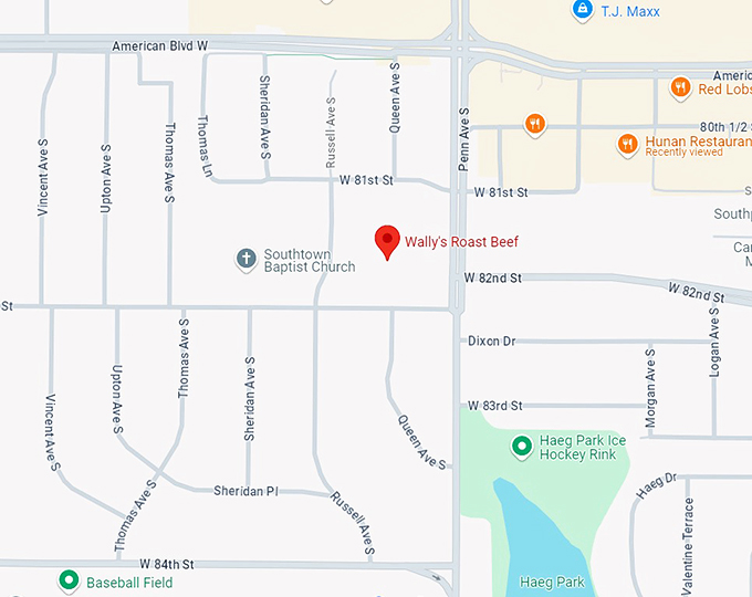 wally&rsquo;s roast beef 10 map