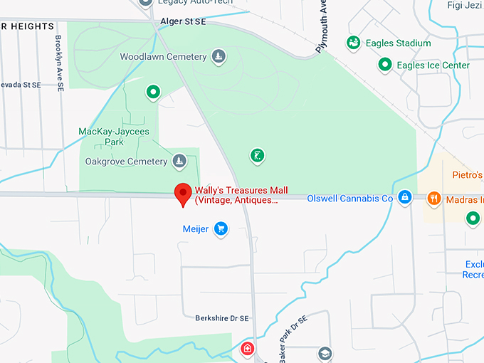 wally&rsquo;s treasures antique mall 10 map