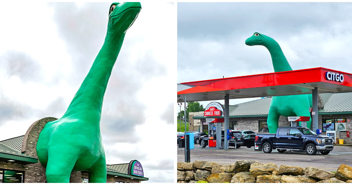 Discover This Quirky Giant Dinosaur Statue Hiding In A Wisconsin Gas ...