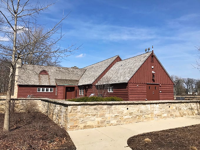 A rustic red beauty nestled in nature's embrace. The Lake Ellyn Boathouse looks like it's straight out of a Norman Rockwell painting, inviting you to slow down and savor the moment.