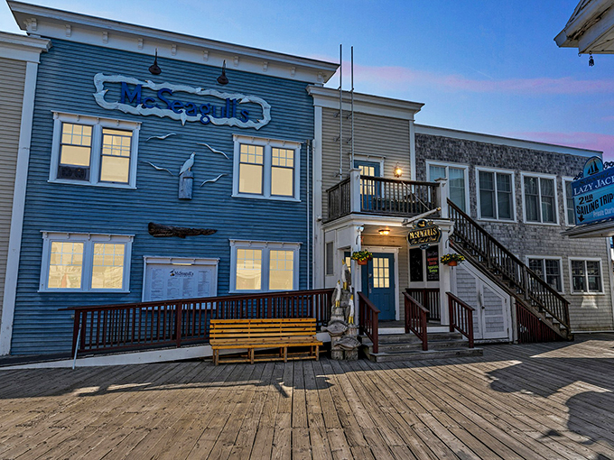 Ahoy, seafood lovers! McSeagull's stands tall, a beacon of culinary delight in Boothbay Harbor. Its weathered charm whispers tales of countless satisfied diners and ocean breezes.