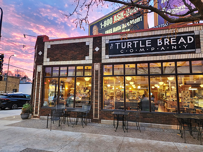 Sunset or sunrise? Either way, Turtle Bread Company's storefront is serving up some serious curb appeal. Talk about a warm welcome!
