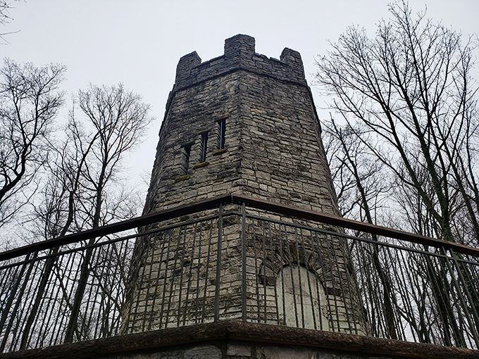 "Who needs Hogwarts? This stone sentinel stands guard over Ohio's hidden magical realm. Expecto Patronum, Buckeye style!"
