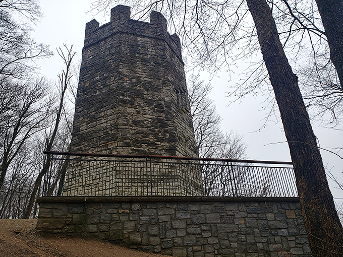 "Who needs Hogwarts? This stone sentinel stands guard over Ohio's hidden magical realm. Expecto Patronum, Buckeye style!"