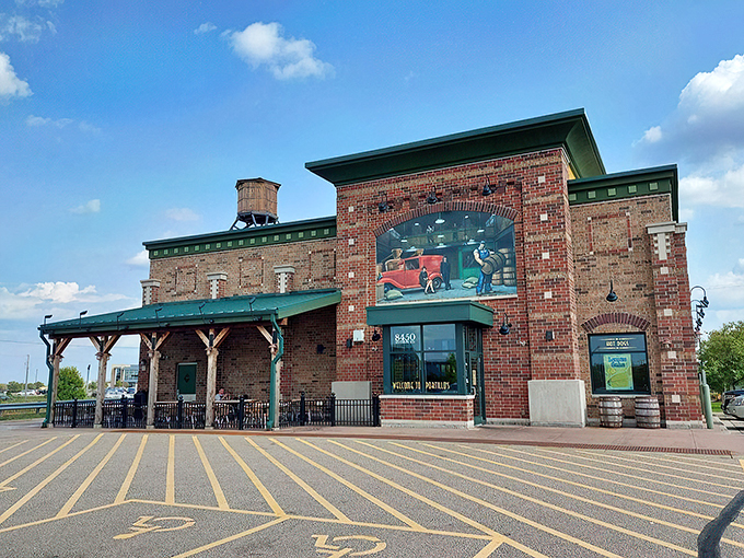 Step into a time machine disguised as a restaurant! Portillo's brick exterior and vintage mural transport you to the Roaring Twenties, minus the bootlegging (we hope).