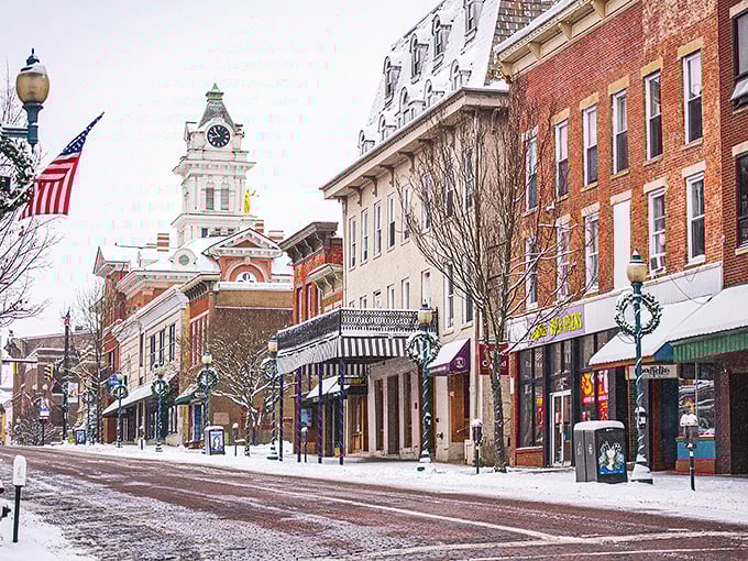 Winter wonderland or brick-paved time machine? Athens' snowy streets transport you to a Dickensian Christmas card come to life.