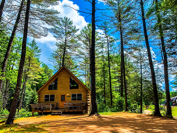 This cozy cabin beckons warriors with the promise of adventures and toasty evenings by the fire.