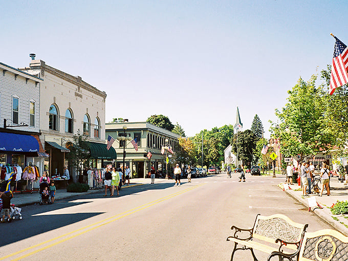 Harbor Springs unfolds like a picturesque pop-up book, complete with sparkling waters and autumn-kissed trees.