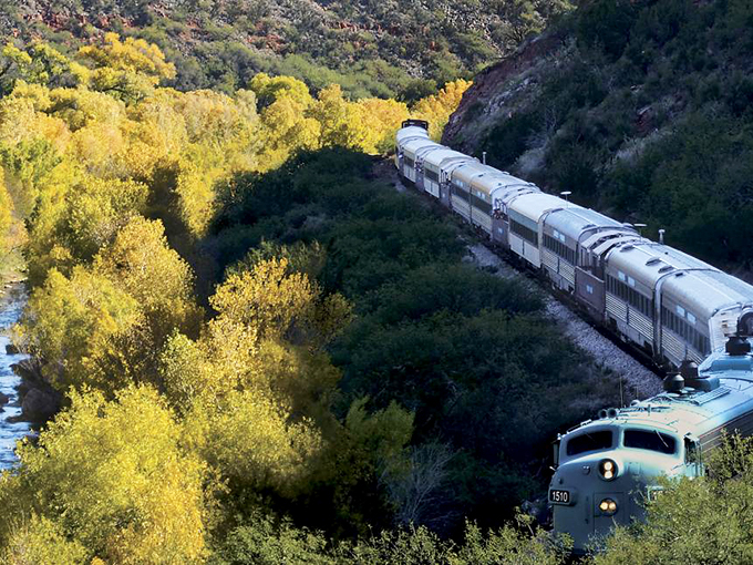 All aboard the color express! The Verde Canyon Railroad snakes through a canyon ablaze with autumn hues, proving Arizona's got more than just cacti up its sleeve.