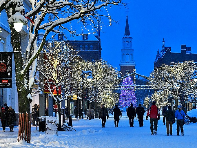 Step into a Hallmark movie come to life! Burlington's Church Street dazzles with twinkling lights, snow-dusted trees, and a festive spirit that'll warm even the Grinchiest of hearts.