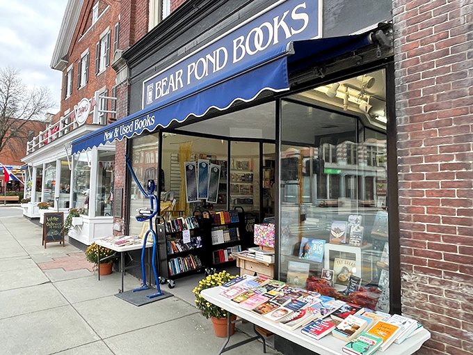 Step into a literary wonderland! Bear Pond Books' charming facade promises adventures bound in paper and ink, waiting to be discovered.