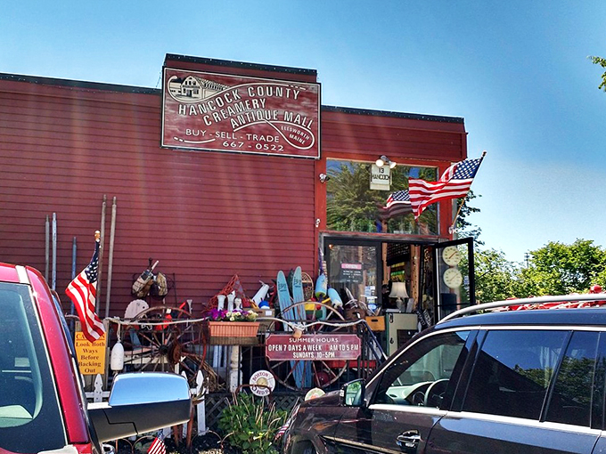 The red-painted former creamery stands proud, American flags waving welcome like old friends greeting you at the door.