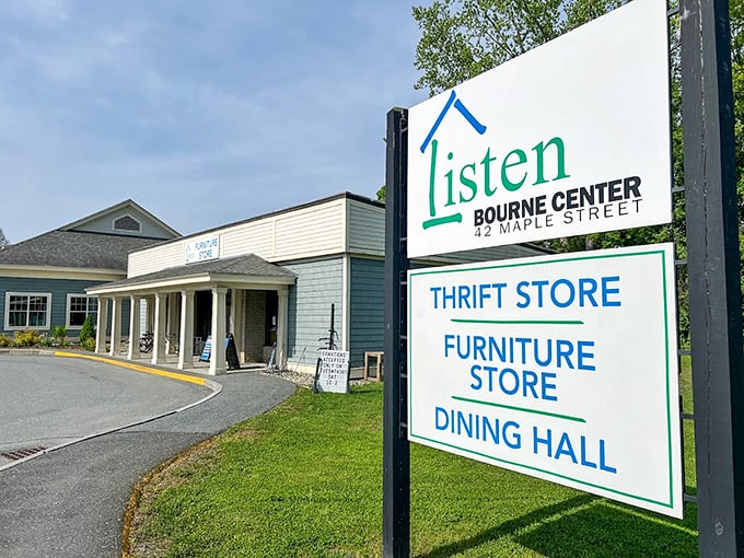 Welcome to LISTEN, where Vermont charm meets bargain-hunting paradise. This quaint facade hides a treasure trove of secondhand wonders!