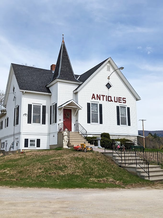 Step right up to the time machine! This charming white church-turned-antique-shop is where nostalgia comes to play and wallets come to pray.