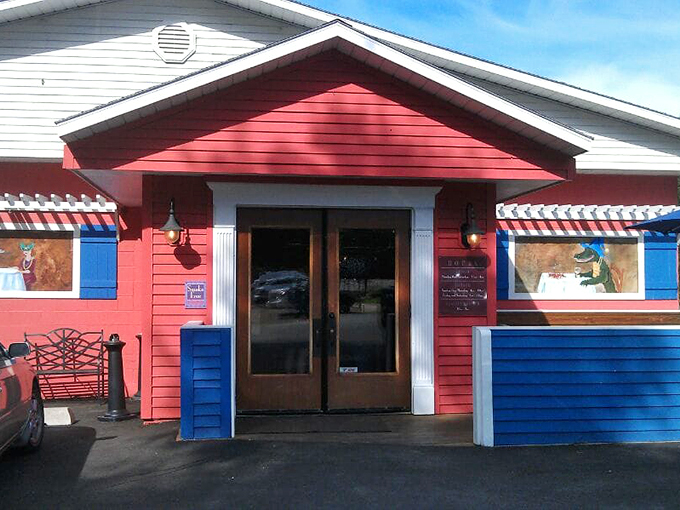 Welcome to the Big Easy... in Michigan? Pearl's vibrant facade is like a Mardi Gras parade crashed into a barn - delightfully unexpected!