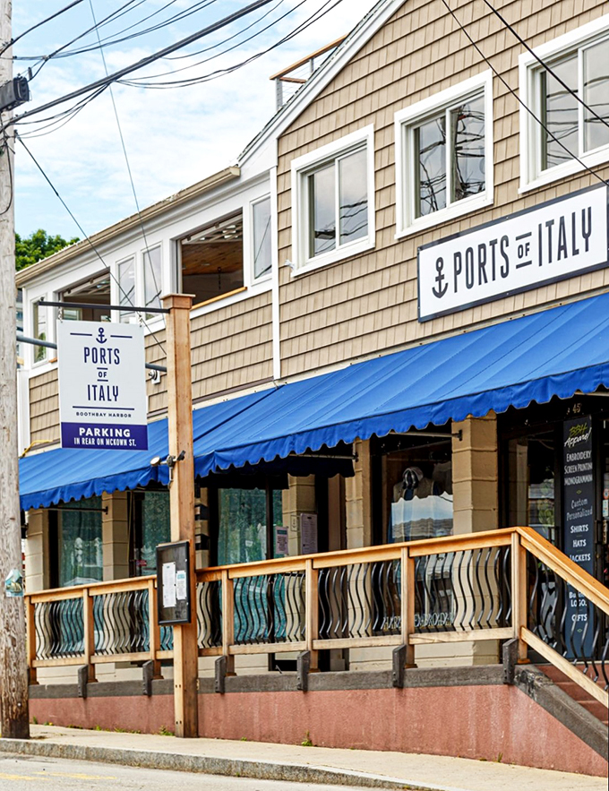 Welcome to Ports of Italy, where Maine meets the Mediterranean! This charming fa&ccedil;ade promises a culinary journey that'll make you forget you're in lobster country.