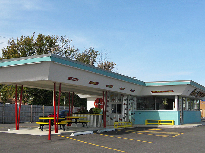 Like a perfectly preserved postcard from 1955, this turquoise and white facade promises more than just hot dogs&mdash;it's serving up pure nostalgia.