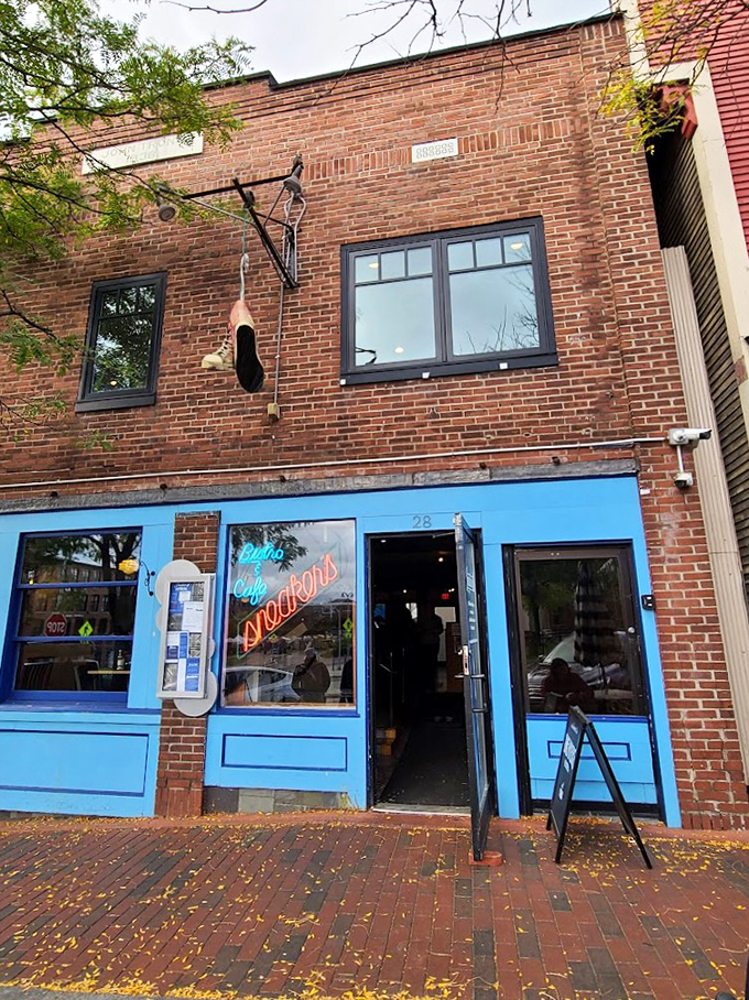 A bright blue storefront with vintage brick charm invites you into this Winooski gem, where breakfast dreams come true.