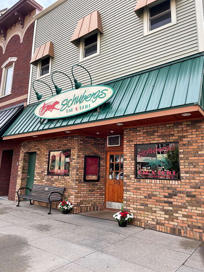 A welcoming brick facade and vintage sign that's been greeting hungry visitors since 1933. Some places just feel like home.