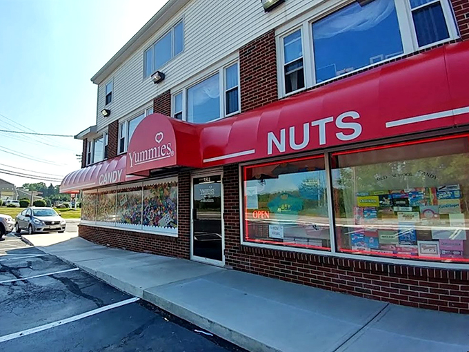 The red awning beckons like a candy-coated lighthouse, guiding sweet-toothed sailors to this sugar-filled harbor in Kittery.