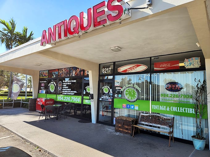 Step into a time machine disguised as a storefront&mdash;Way Back When's iconic red lettering beckons collectors and nostalgia seekers alike. 