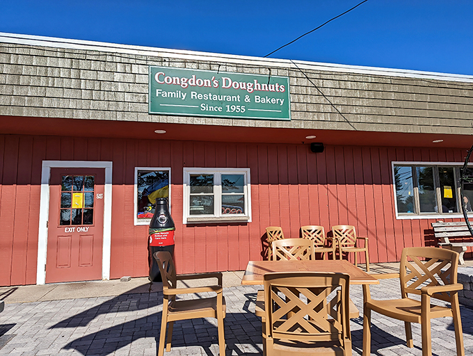 Welcome to carb heaven! Congdon's Doughnuts stands proud, a red-sided beacon of deliciousness that's been tempting taste buds since 1955.