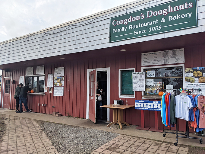 Welcome to carb heaven! Congdon's Doughnuts stands proud, a red-sided beacon of deliciousness that's been tempting taste buds since 1955.