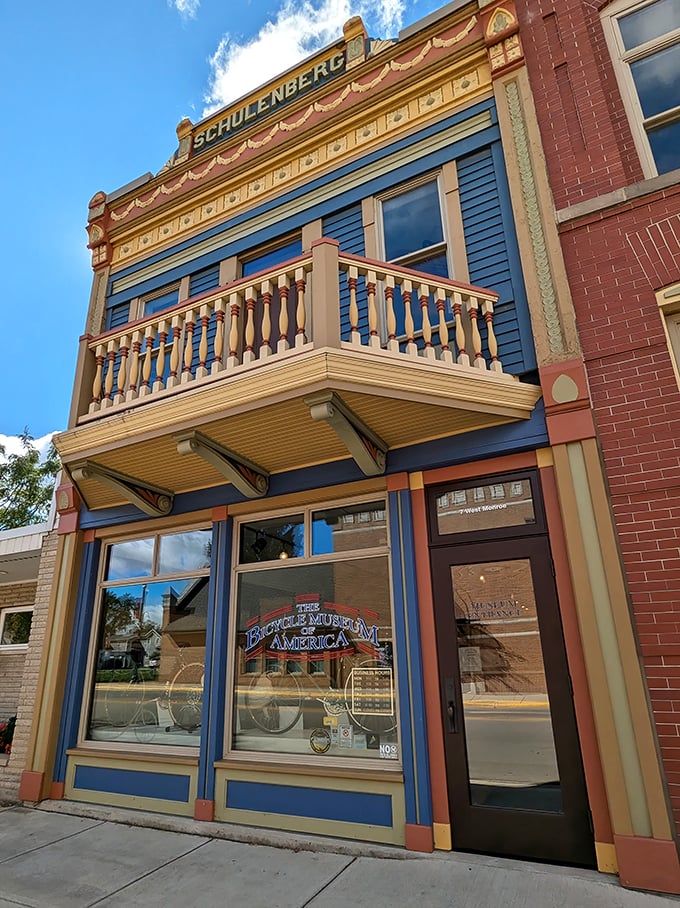A time-traveling treasure trove! The Bicycle Museum of America's charming exterior beckons cyclists and history buffs alike to pedal through the ages.