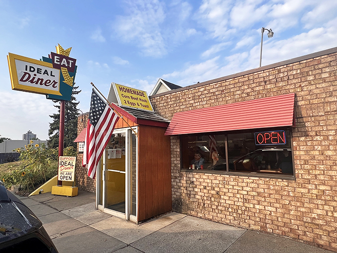 Step back in time! This retro facade isn't just serving meals; it's dishing out a heaping helping of nostalgia with a side of Americana.